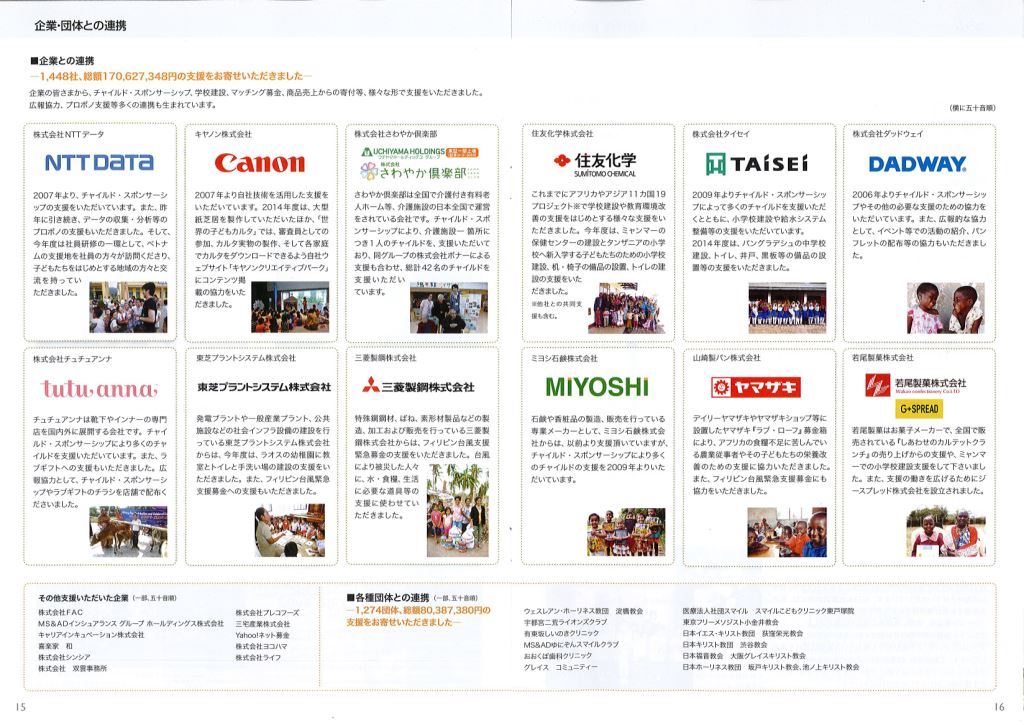 ワールド・ビジョン・ジャパン2014年度年次報告書｜ジースプレッド（G＋SPREAD）